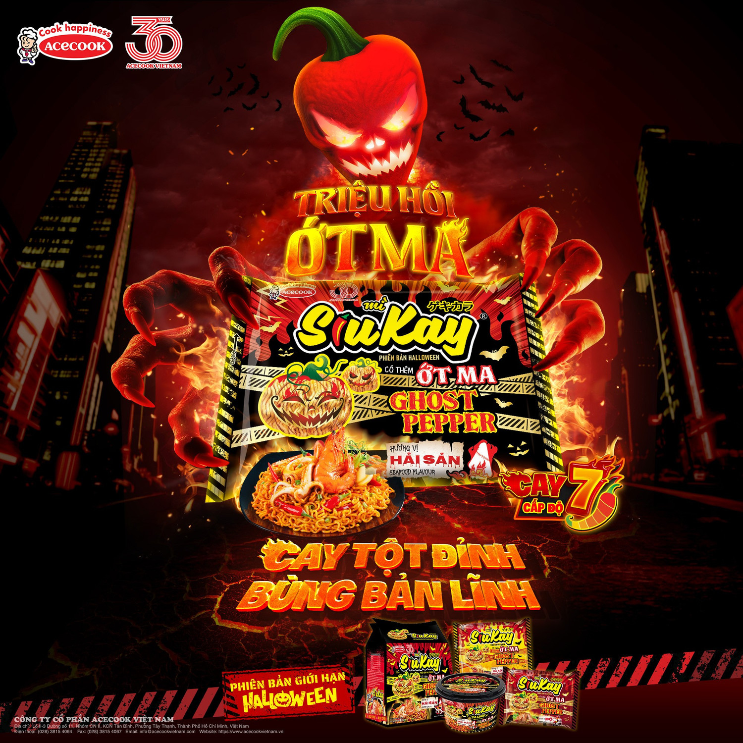 Acecook ra mắt Mì SiuKay Ớt Ma phiên bản giới hạn mùa Halloween 2025 ...