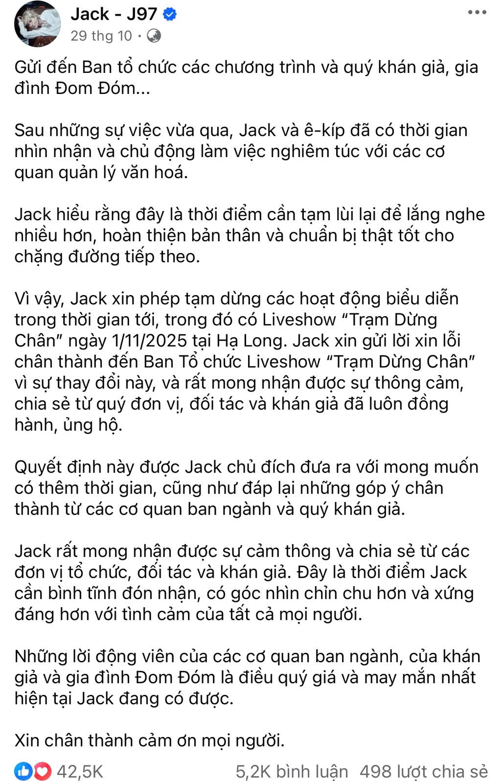 Jack - J97 bị phạt hành chính, đình chỉ hoạt động vì biểu diễn ca khúc ...