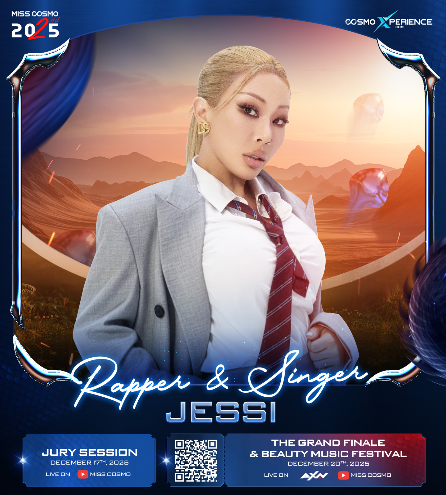 “Chị đại” Jessi và nhóm nhạc TEMPEST biểu diễn tại Chung kết Miss Cosmo ...